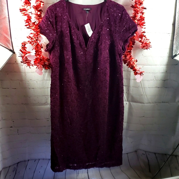 Roz & Ali | Dresses | Roz Ali Purple Lace Midi Dress | Poshmark